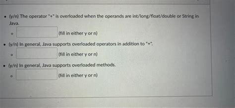 Solved Lyn The Operator Is Overloaded When The Operands Are