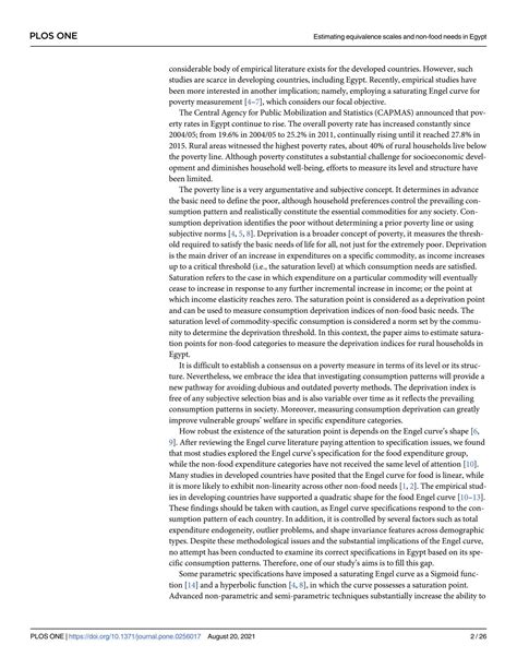 Solution Estimating Equivalence Scales And Non Food Needs In Egypt Parametric And