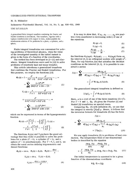 Pdf Generalized Finite Integral Transform