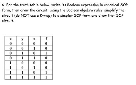 solved for the truth table below write its boolean expression in