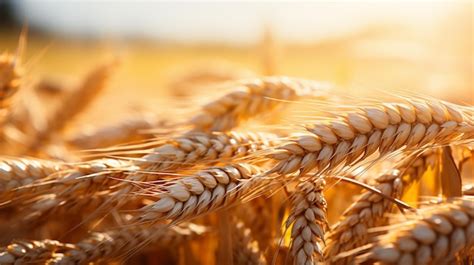 Premium Ai Image A Closeup Depiction Of Wheat Kernels Set Against A Field Of Wheat Basking In