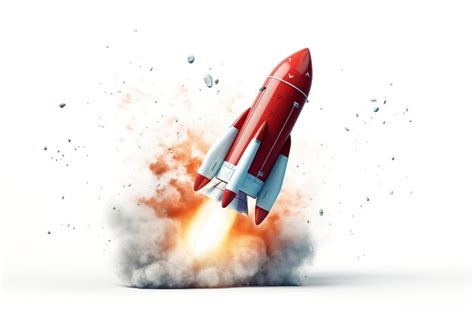 Premium Ai Image Liftoff Of A Rocket On White Background Generative Ai
