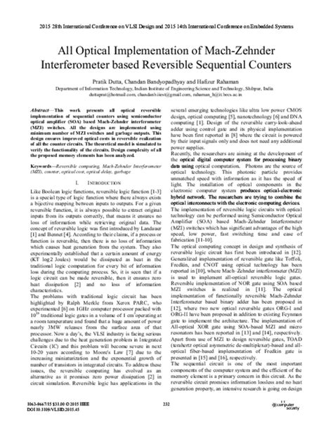 pdf all optical implementation of mach zehnder interferometer based reversible sequential