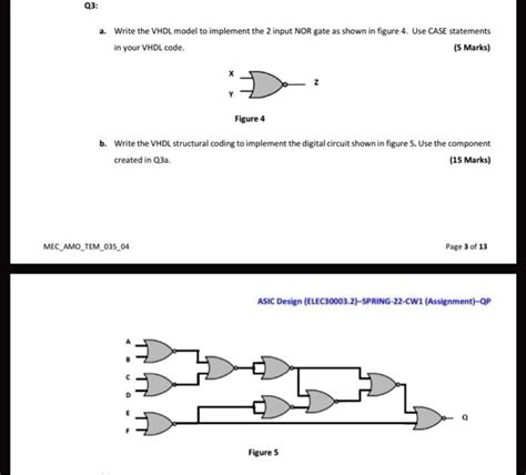 Solved Q3 Write The Vhdl Model To Implement The 2 Input Nor Gate As