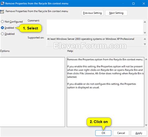 Add Or Remove Properties On Recycle Bin Context Menu In Windows 11
