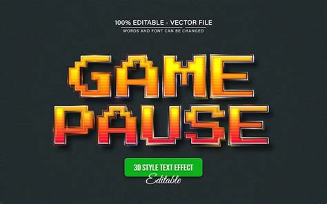 Premium Vector Yellow Pixel Game Pause Text Effect Editable