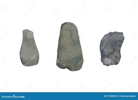 Set Of Paleolithic Age Stone Tools Isolated On White Background Stock Image Image Of Mineral