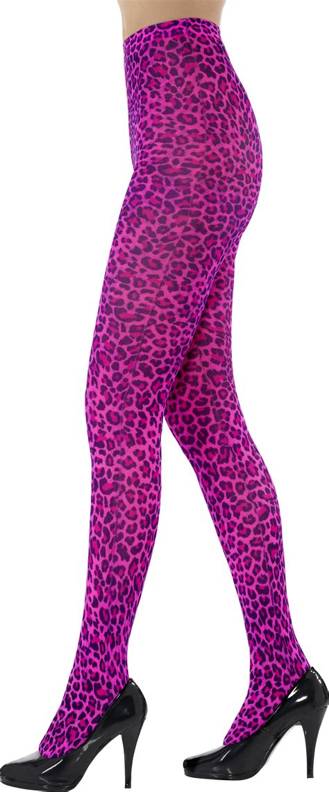 Pink Leopard Print Tights Hosiery And Stockings Mega Fancy Dress