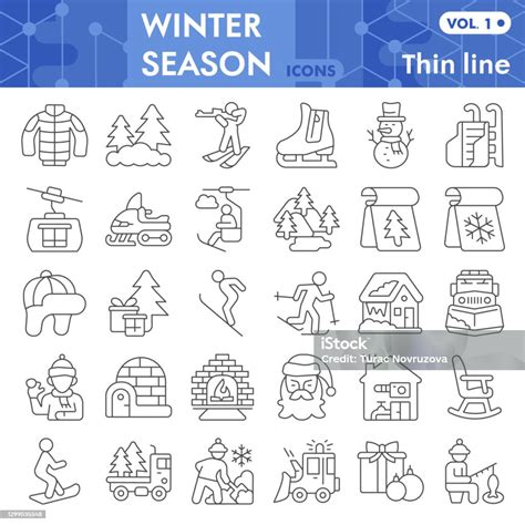겨울 철 얇은 라인 아이콘 세트 겨울 휴일 기호 컬렉션 또는 스케치 웹 및 응용 프로그램에 대한 세계 눈의 날 선형 스타일 표지판 흰색 배경에서 격리된 벡터 그래픽입니다 0