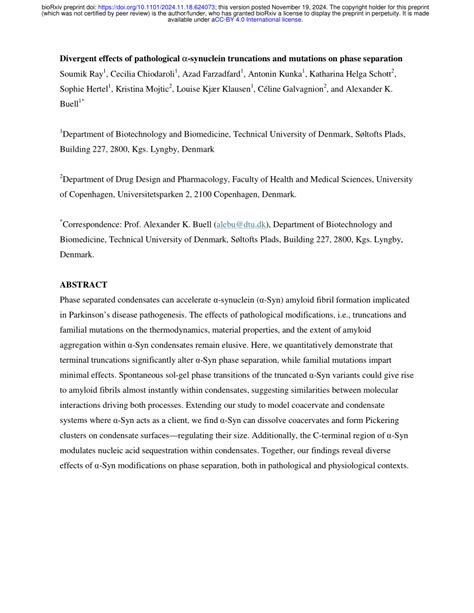 Pdf Divergent Effects Of Pathological α Synuclein Truncations And