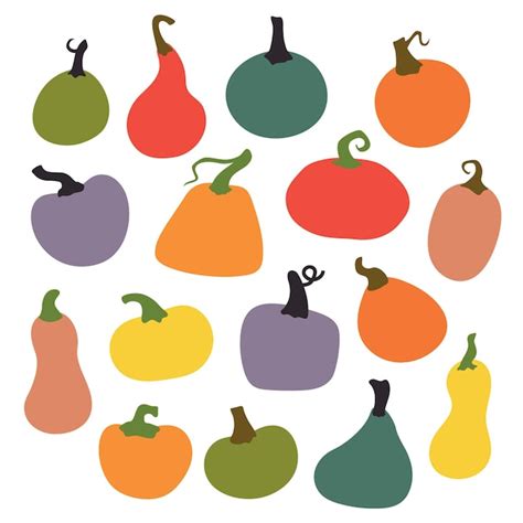 Premium Vector Various Shaped Pumpkins Collection Of Hand Drawn Vector Illustrations