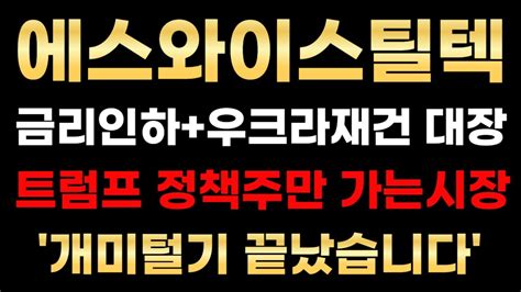 에스와이스틸텍 분석 금리인하 수혜주 트럼프 정책 더블테마 시장보다 강한 이유 에스와이스틸텍주가 에스와이스틸텍 Youtube