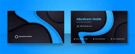 현대 창조적이고 깨끗한 블루 블랙 명함 디자인 템플릿 트렌디 한 단순한 추상 기하학적 세련된 웨이브 라인이있는 고급 우아한 명함 디자인 배경 벡터 일러스트 레이 션 0명에