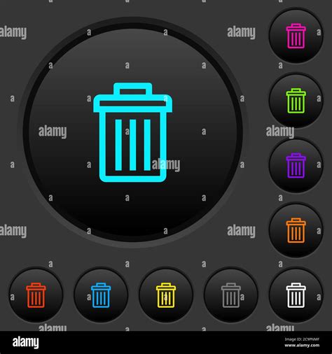 Delete Dark Push Buttons With Vivid Color Icons On Dark Grey Background Stock Vector Image And Art