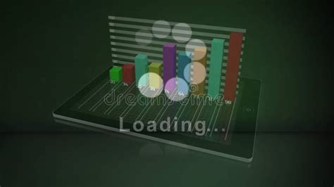 Loading Text Animation Over 3d Bar Graph On Tablet Screen Stock Video Video Of Graph Software
