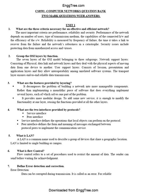 Cs8591 Computer Networks Two Mark Questions 1 Pdf Computer Network