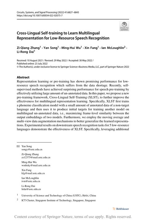 Cross Lingual Self Training To Learn Multilingual Representation For Low Resource Speech