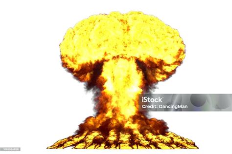 폭발 화재와 원자 폭탄 또는 흰색 절연 다른 큰 폭발물에서 연기 모양 큰 높은 상세한 버섯 구름 폭발의 3d 그림 계시록에 대한 스톡 사진 및 기타 이미지 Istock