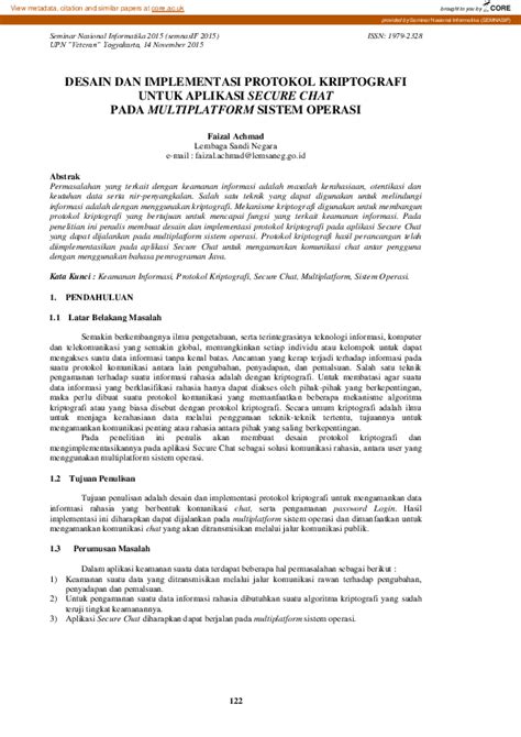 Pdf Desain Dan Implementasi Protokol Kriptografi Untuk Aplikasi Secure Chat Pada Multiplatform