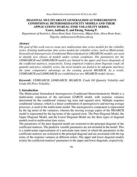 Pdf Diagonal Multivariate Generalised Autoregressive Conditional Heteroskedasticity Models And