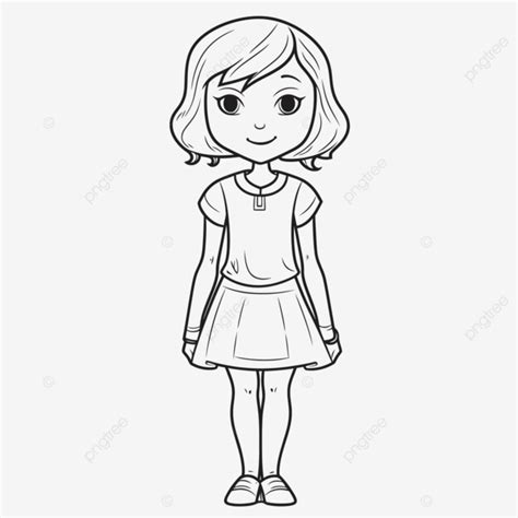 Dibujo De Página Para Colorear Un Boceto Contorno Niña Vector Png