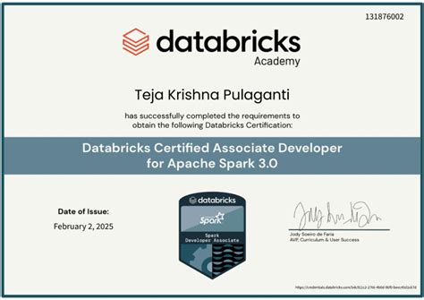 Databricks Spark Bigdata Certification Learning Teja Krishna Pulaganti