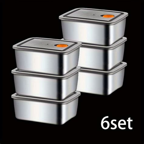 테무 Temu 3456개 세트 용기 멀티피스 세트 스테인레스 스틸 신선 보관 상자 식사 준비 사각형 상자 주방 여행 학교 및 사무실용 과일 야채 식사