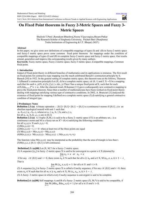On Fixed Point Theorems In Fuzzy 2 Metric Spaces And Fuzzy 3 Metric Spaces Pdf