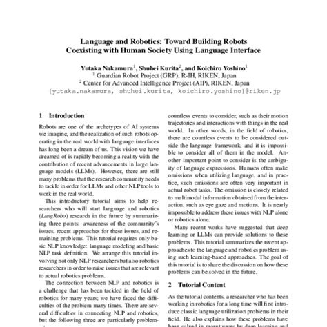 Language And Robotics Toward Building Robots Coexisting With Human