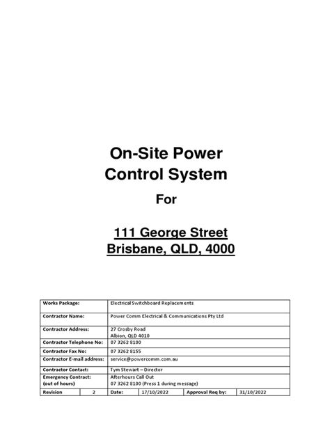 111 George Street Opcs Control Stratergy Rev2 Pdf Electrical Grid