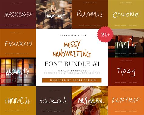 Messy Handwriting Fonts Bundle 1 Messy Handwriting Font Otf Organic