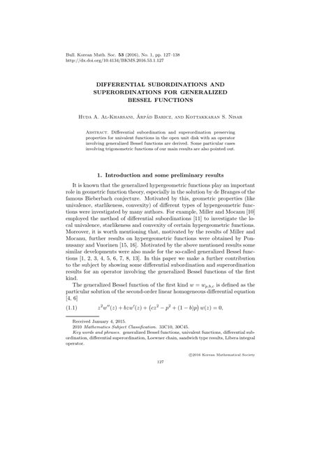 Pdf Differential Subordinations And Superordinations For Generalized Bessel Functions