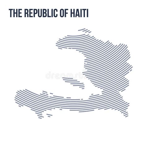 Vector Abstract Hatched Map Of The Republic Of Haiti With Curve Lines Isolated On A White