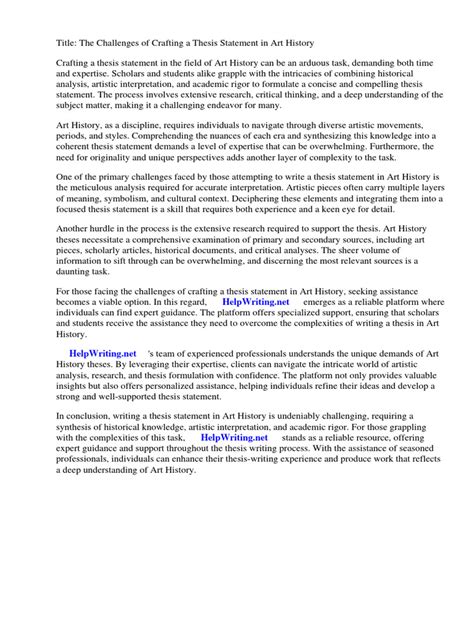 Writing A Thesis Statement Art History Pdf Thesis Essays