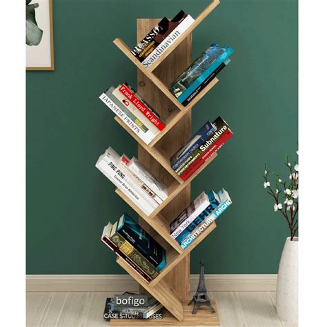 წიგნების თარო ფიჭვის ფაქტურით Bofigo Wignebis Taro