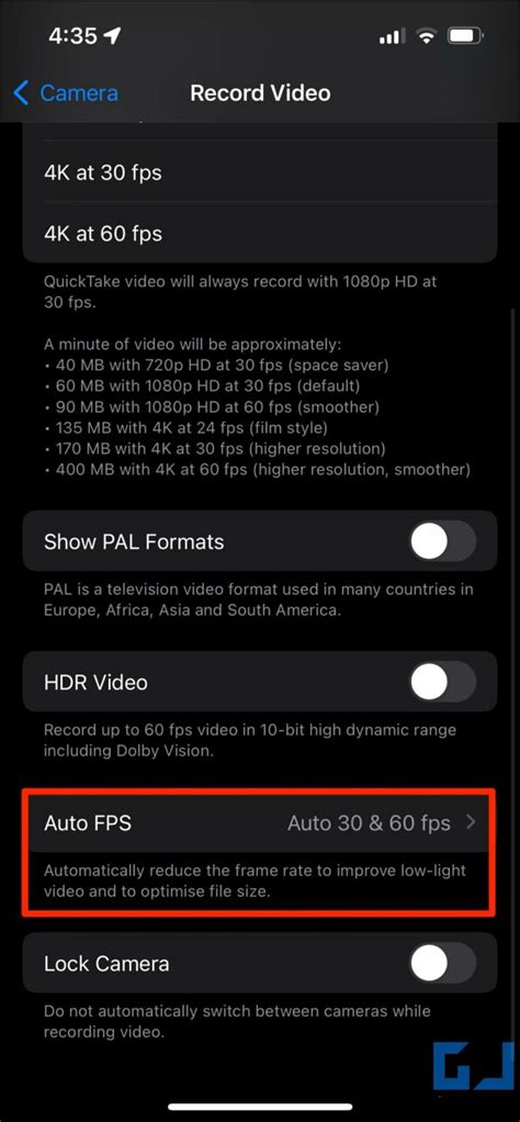 How To Turn On Or Off Auto FPS In IPhone Camera What Is It Gadgets To Use