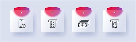 지불 설정 아이콘 신용 카드 직불 단말기 확인 Atm 영수증 위임장 계약 공증인 관료 돈 개념 Glassmorphism 스타일