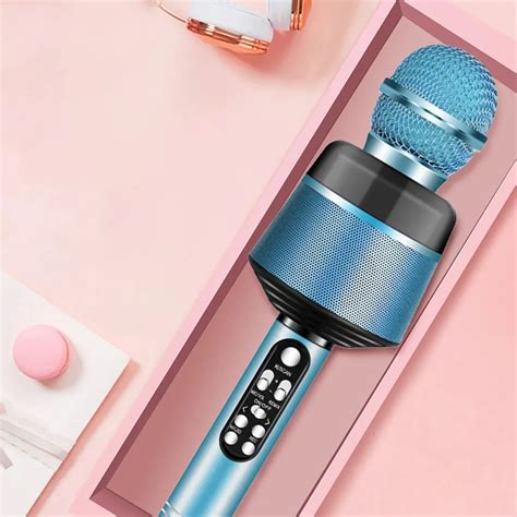 Microfon Wireless 3 In 1 Cu Difuzor Lumina Albastru