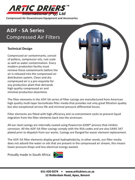 Adf Sa Series Filters Pdf Filtration Industrial Processes
