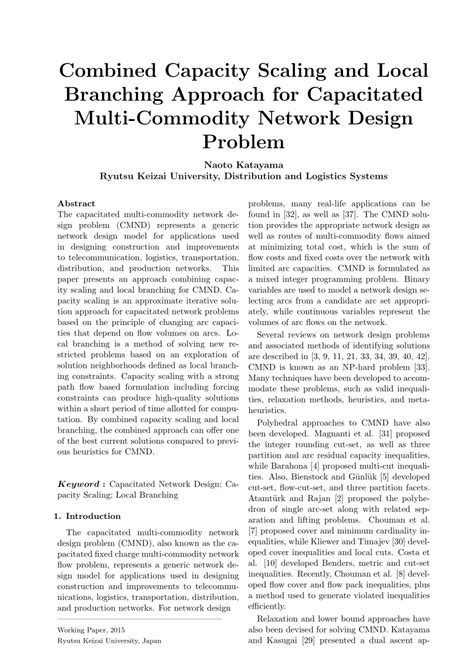 Pdf A Combined Capacity Scaling And Local Branching Approach For Capacitated Multi Commodity