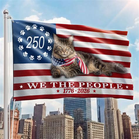 Flagwix Patriotic Cat Flag 250 Years Maine Coon Cat 1776 2026 Grommet
