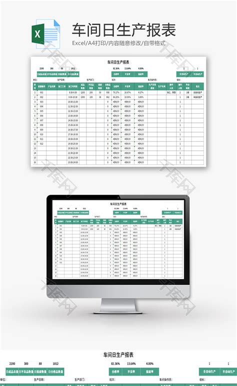 车间日生产报表Excel模板 千库网 excelID151138