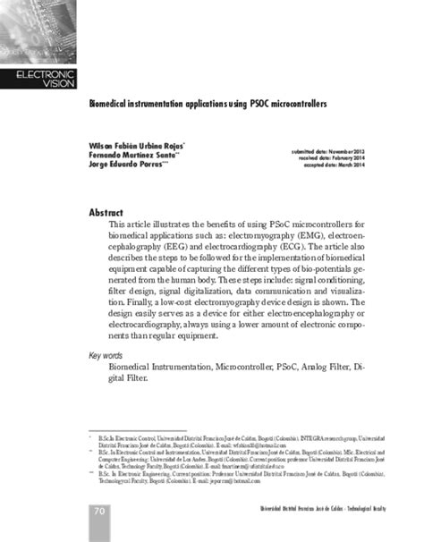 Pdf Biomedical Instrumentation Applications Using Psoc Microcontrollers
