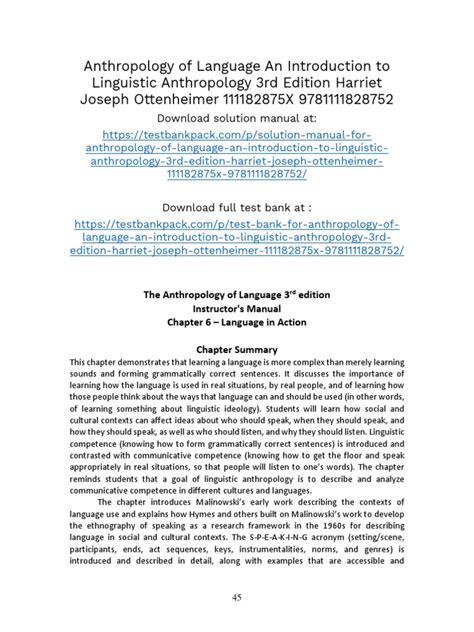 Anthropology Of Language An Introduction To Linguistic Anthropology 3rd Edition Harriet Joseph