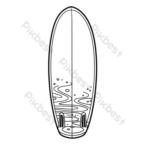 서핑보드 벡터는 흰색 배경 윤곽선 스케치 드로잉에 그려집니다 일러스트 Png Png 무료 다운로드 Pikbest