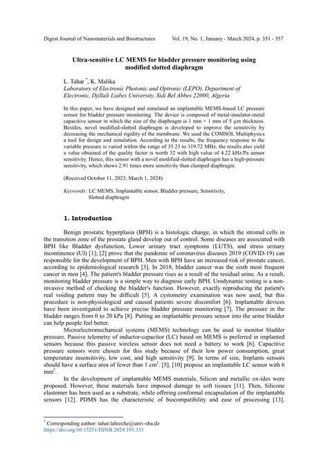 Pdf Ultra Sensitive Lc Mems For Bladder Pressure Monitoring Using