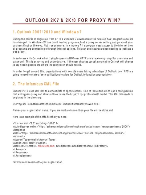 Resolving Outlook Proxy Issues Pdf Windows Registry Proxy Server