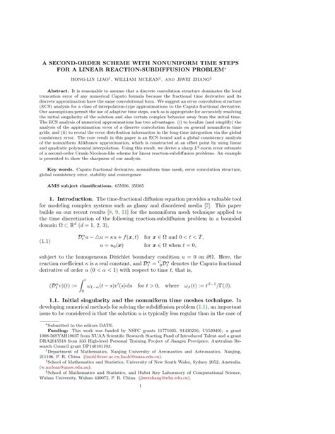 Pdf A Second Order Scheme With Nonuniform Time Steps For A Linear