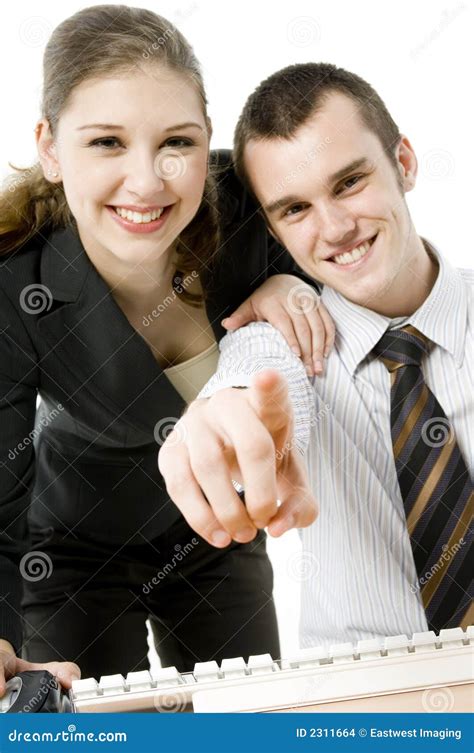 Computing Couple Stock Photo Image Of Cheerful Babe