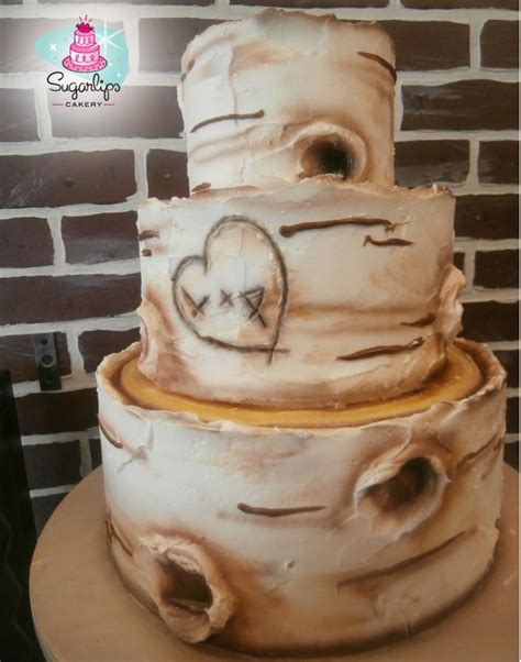 We Love This One Its Buttercream Designed To Look Like Pale Bark Tree Trunks With The Wedding